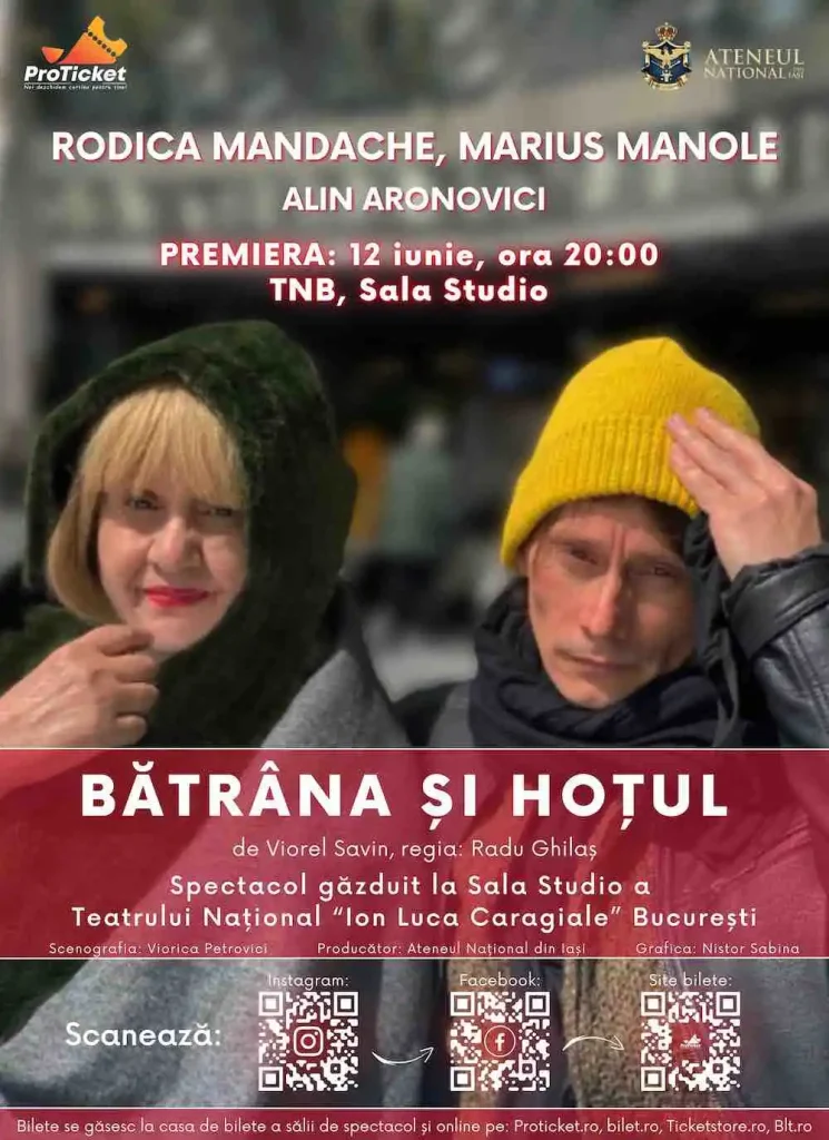 Spectacolul “Bătrâna şi hoţul’ cu Rodica Mandache şi Marius Manole are ...